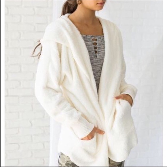Jackets & Coats | Fluffy Ivory Blanket Hoodie | Poshmark